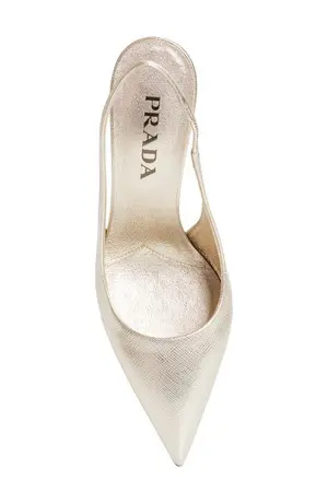 Prada Saffiano Leather Slingback Pump - Pirite
