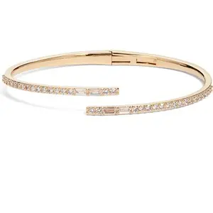 Nordstrom Cubic Zirconia Overlap Cuff Bracelet - Clear- Gold