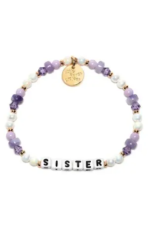 LITTLE WORDS PROJECT Sister Beaded Stretch Bracelet - White