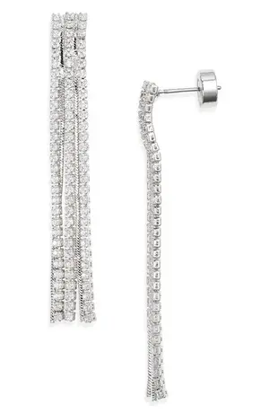 Nordstrom Pavé Fringe Drop Earrings - Clear- Silver