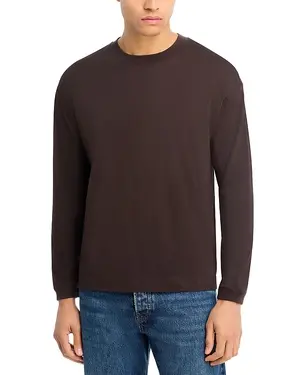 FRAME Light Cotton Long Sleeve Cotton Tee - Chocolate