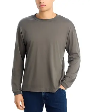 FRAME Light Cotton Long Sleeve Cotton Tee - Dark Grey