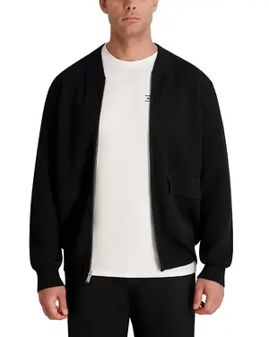 Karl Lagerfeld Paris Textured Bomber Jacket - Black