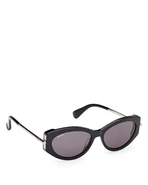 Max Mara Oval Sunglasses 54mm - Black/smoke