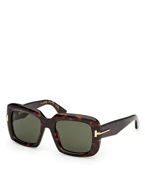TOM FORD Square Sunglasses, 53mm - Havana/green