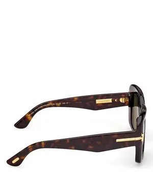 TOM FORD Square Sunglasses, 53mm - Havana/green