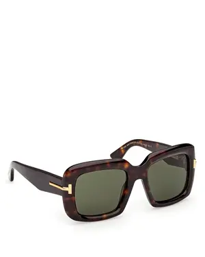TOM FORD Square Sunglasses, 53mm - Havana/green