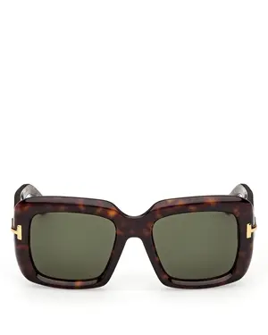 TOM FORD Square Sunglasses, 53mm - Havana/green