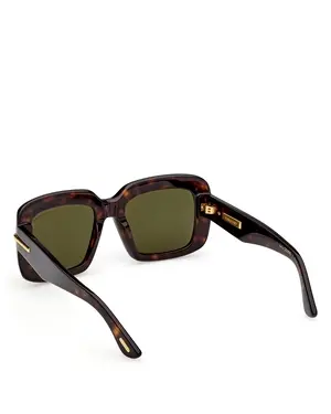 TOM FORD Square Sunglasses, 53mm - Havana/green