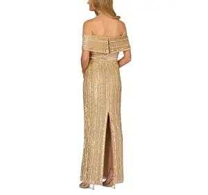 Aidan Mattox Beaded Off-the-shoulder Gown