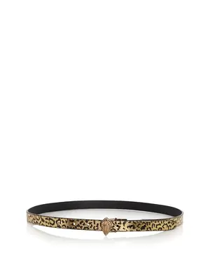 Kurt Geiger Reversible Leopard Leather Belt - Gold