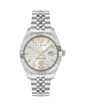 Philipp Plein Date Superlative 41mm Crystal Watch - Silver/silver