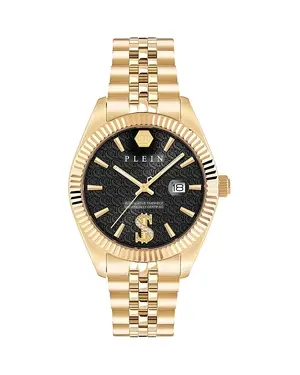Philipp Plein Date Superlative Crystal Watch - Black/gold