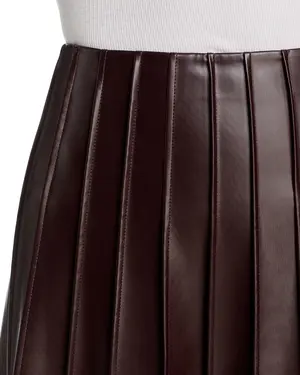 SIONI Faux Leather Piped Skirt - Dark Chocolate