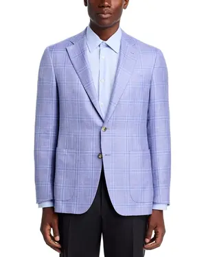 Canali Kei Wool, Silk, & Linen Plaid Sportcoat - Purple