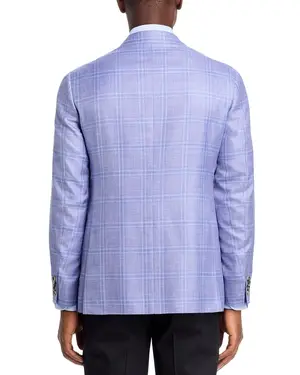 Canali Kei Wool, Silk, & Linen Plaid Sportcoat - Purple