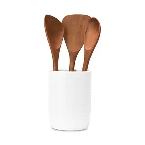 NAMBE Breaking Bread Wood Utensils And Canister, Set Of Four - White