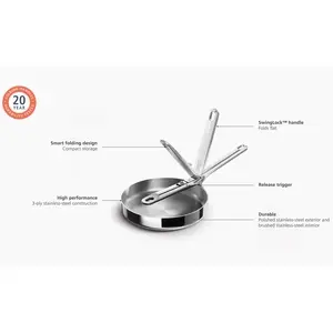 JOSEPH JOSEPH Space Steel 8 Stainless Steel Frying Pan With Folding Handle