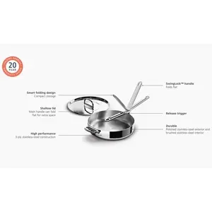JOSEPH JOSEPH Space Steel 3.8-quart Stainless Steel Saute Pan With Folding Handle