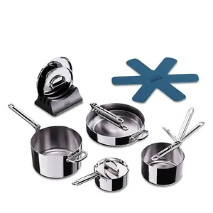 JOSEPH JOSEPH Space Steel Eight Piece Stainless Steel Cookware Set With Folding Handles - Silver