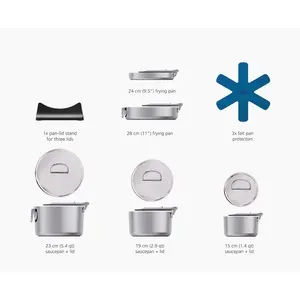 JOSEPH JOSEPH Space Steel Eight Piece Stainless Steel Cookware Set With Folding Handles