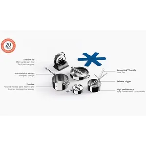 JOSEPH JOSEPH Space Steel Eight Piece Stainless Steel Cookware Set With Folding Handles