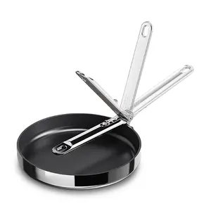 JOSEPH JOSEPH Space Steel 9.5 Ceramic Nonstick Frying Pan With Folding Handle - Silver