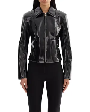 LAMARQUE Faux Leather Zip-up Jacket