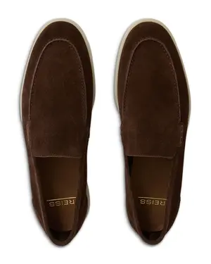 REISS Kason Slip On Loafers - Brown