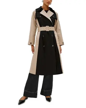 Rails Maud Colorblocked Trench Coat - Black Taupe