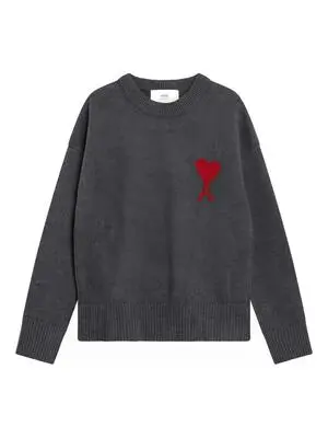AMI Paris De Coeur Cotton Sweater - Grey