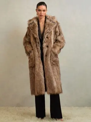 REISS Atelier Faux-fur Long Coat