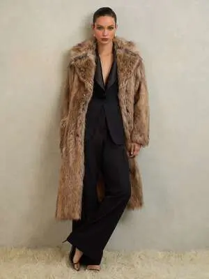 REISS Atelier Faux-fur Long Coat