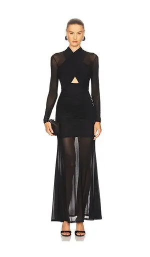 Bardot Veria Wrap Mesh Maxi Dress