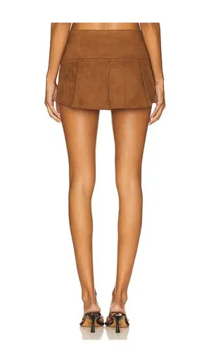 ZEMETA Suede Box Pleat Mini Skirt