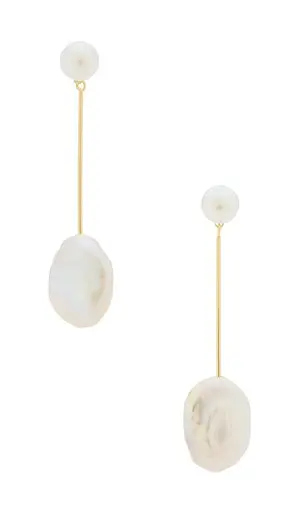 Shashi Pearl Drop Petunia Earrings - Gold & Pearl