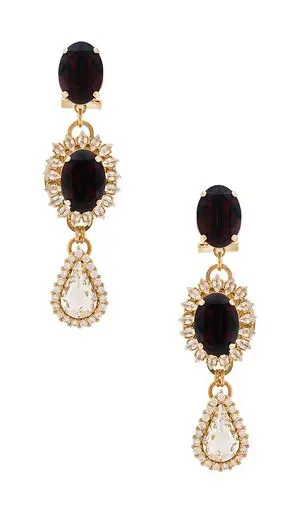 ANTON HEUNIS Omega Clasp Chandelier Drop Earrings - Burgundy  Crystal  & Gold