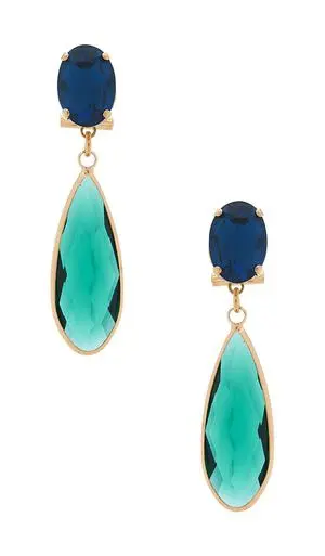 ANTON HEUNIS Omega Clasp Drop Earrings - Blue  Green  & Gold