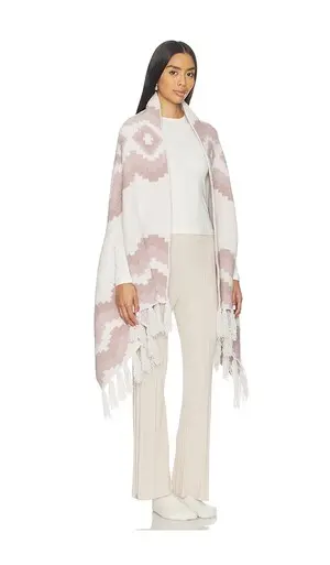 Barefoot Dreams Cozychic Mosaic Wrap In Cream - Faded Rose Multi