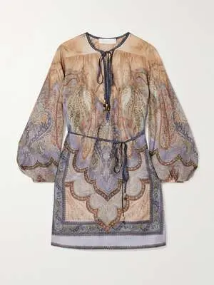 Zimmermann Wanderlust Belted Printed Silk-tunic - Multi