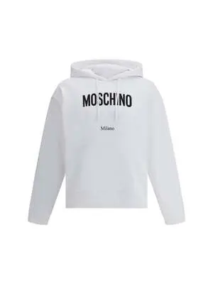 Moschino Cotton Hoodie With Monogram - White