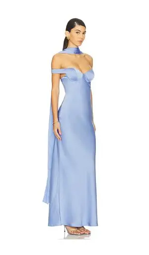 RUNAWAY THE LABEL Off Shoulder Maxi Dress - Blue