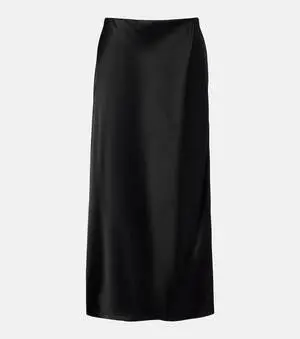 Khaite Demi Satin Midi Skirt - Black