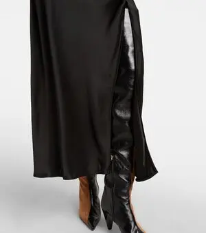 Khaite Demi Satin Midi Skirt - Black
