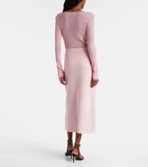 Khaite Patri Knitted Wool Midi Skirt - Pink