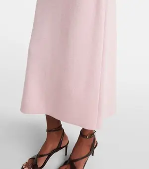 Khaite Patri Knitted Wool Midi Skirt - Pink