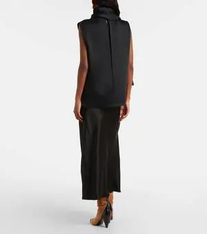 Khaite Scarf-detail Crêpe Satin Top - Black