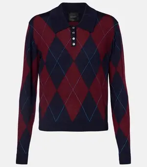 LESET James Argyle Wool Polo Sweater - Blue