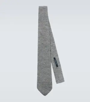 Thom Sweeney Knitted Linen Tie - Grey