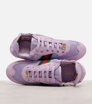 Gucci Shift Suede-trimmed Sneakers